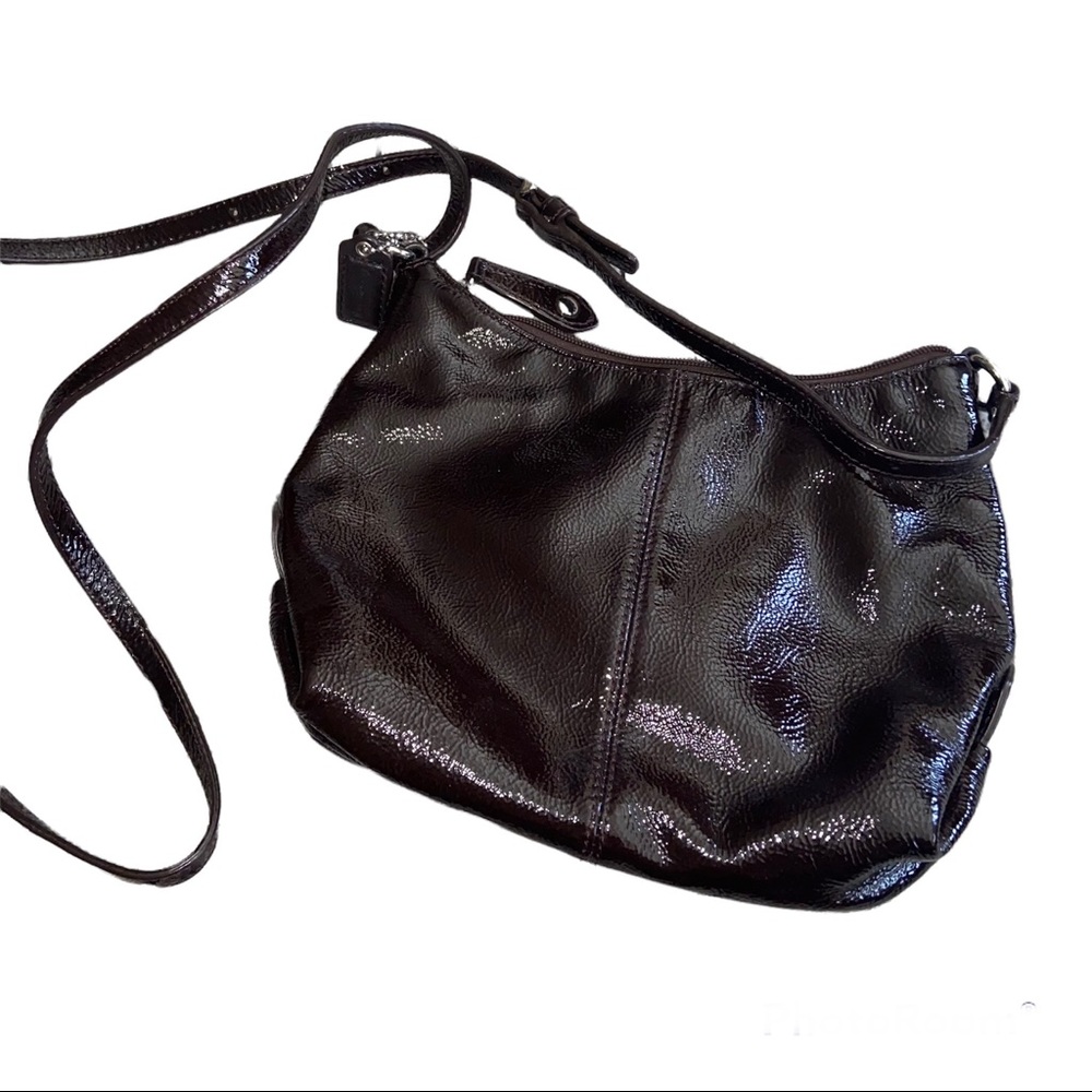 Coach Chocolate Brown Patent Crossbody Bag - Gem